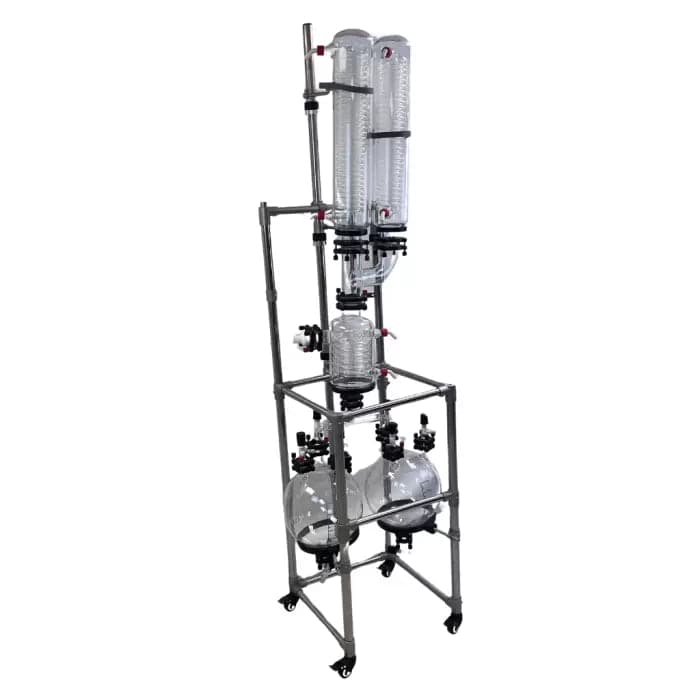 Glass External Condenser with Dual Receiving Flasks | Power Lab Supply